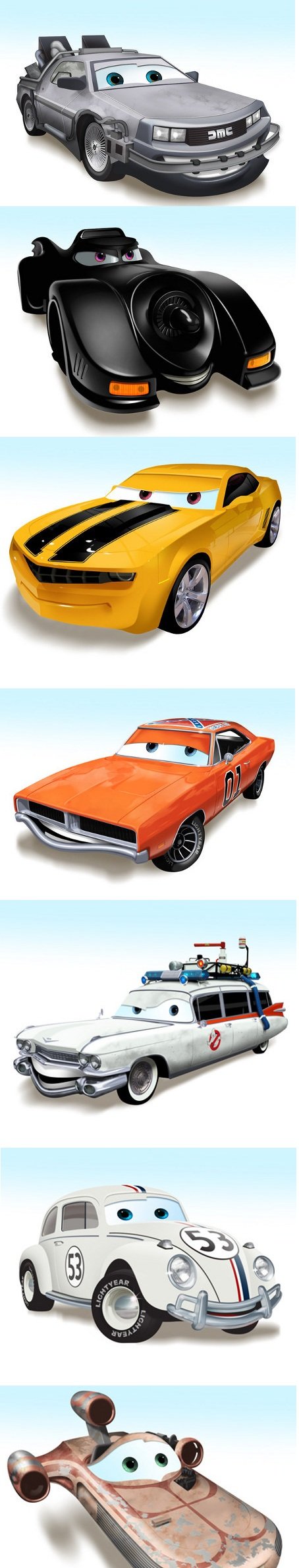 Famous cars as Pixar Cars Comp