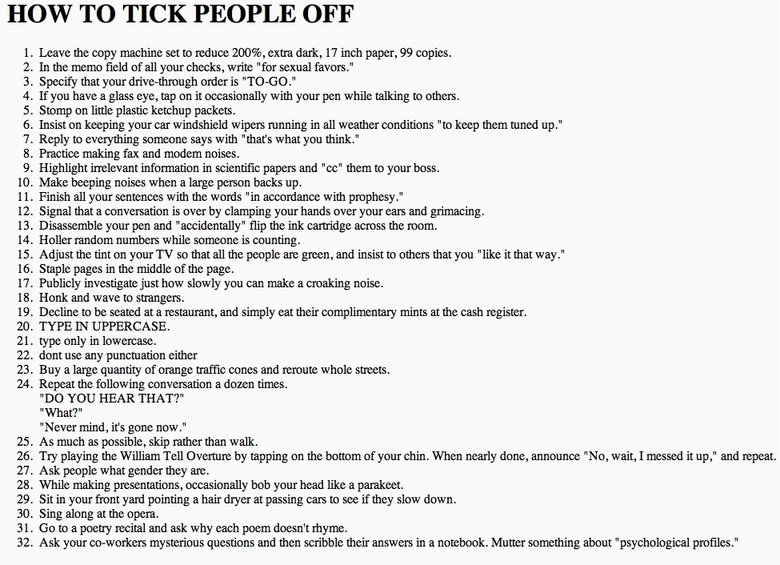 How to tick people off