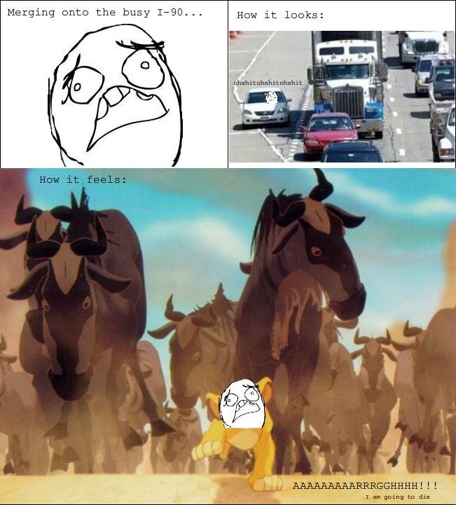 Merging highway lanes